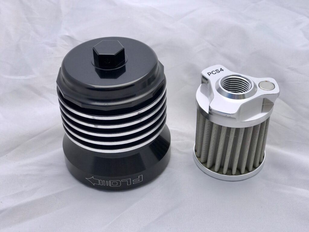 FLO Reusable Oil Filter- Black /Polished Fins #PCS4BC – PC RACING USA